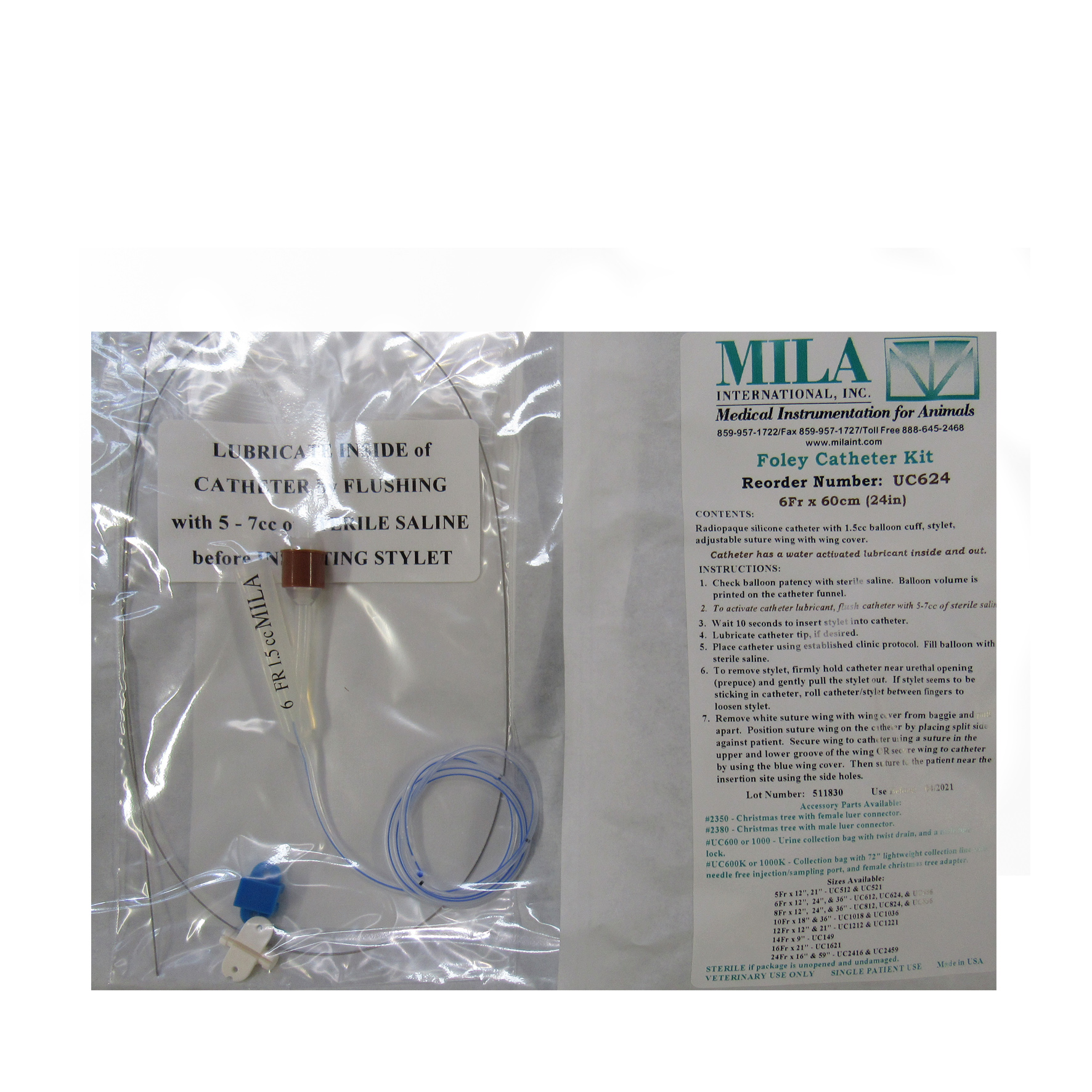 Mila Foley Catheter Kit 6Fr X 60cm(24in) - Duggan Veterinary Supplies