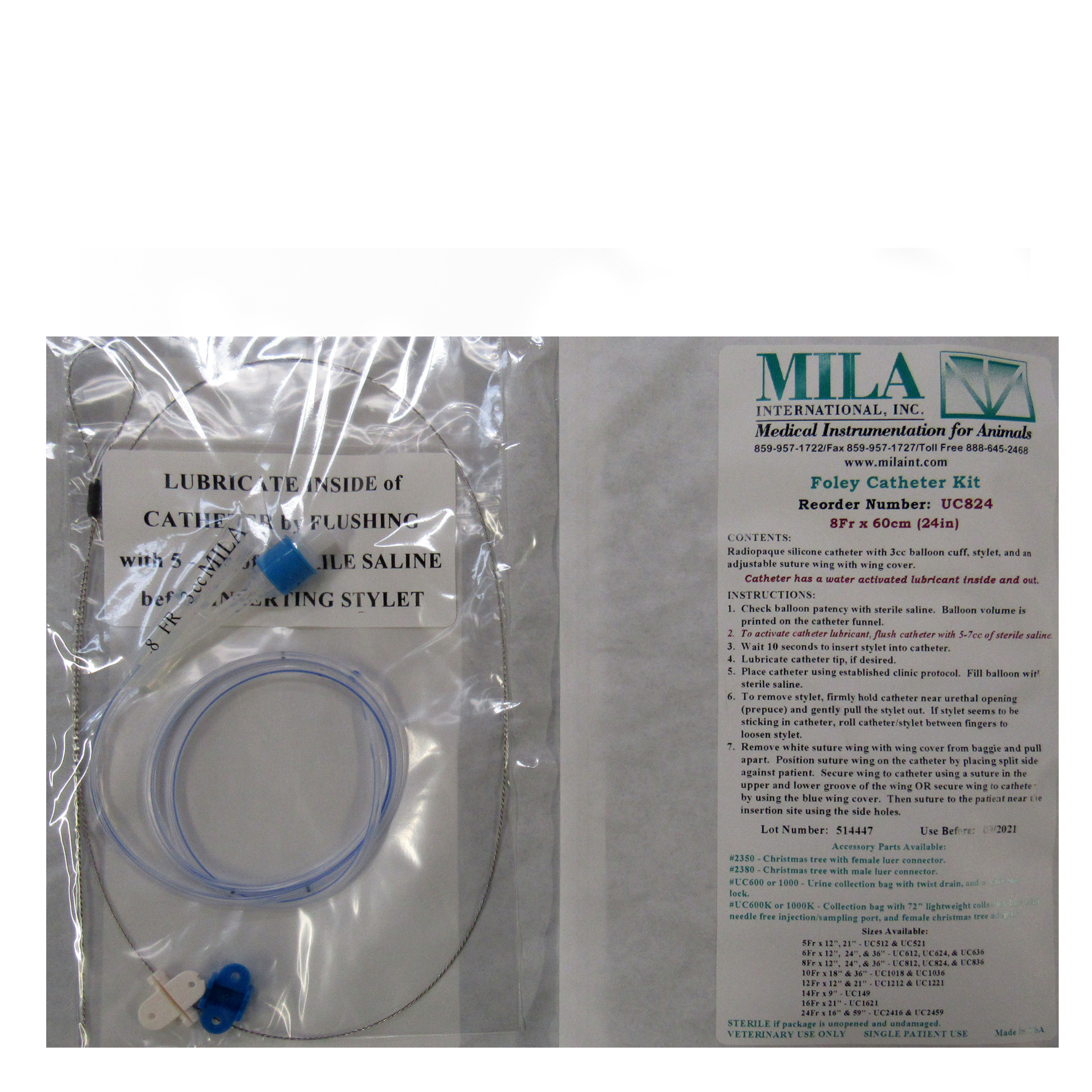 Mila Foley Urinary Catheter With Wire Stylet 8Fr X 60cm - Duggan ...